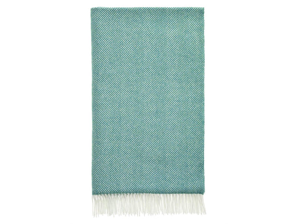 Herringbone Merino Lambswool Throw - Jade – Wool Blanket Online