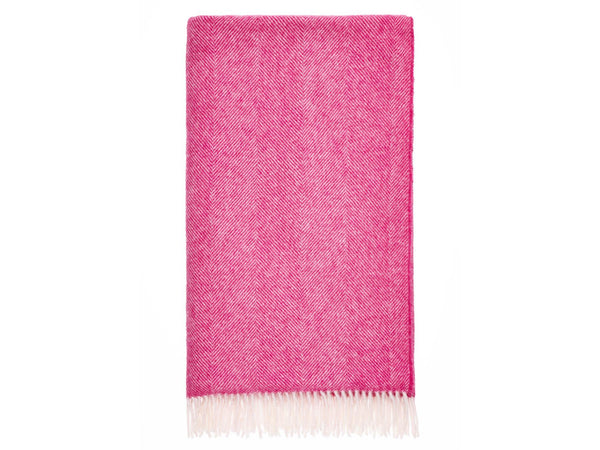 Herringbone Shetland Pure New Wool Throw - Fuschia – Wool Blanket Online