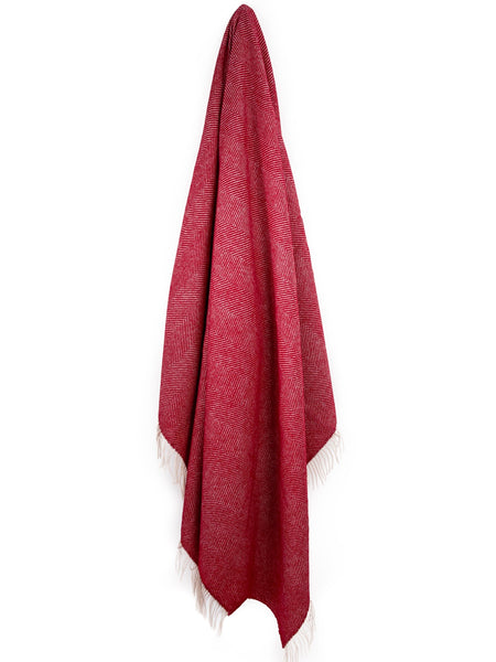 Herringbone Pure New Wool Throw - Cherry Red – Wool Blanket Online