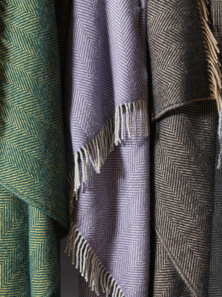 Herringbone Pure New Wool Throw - Lavender/Silver – Wool Blanket Online