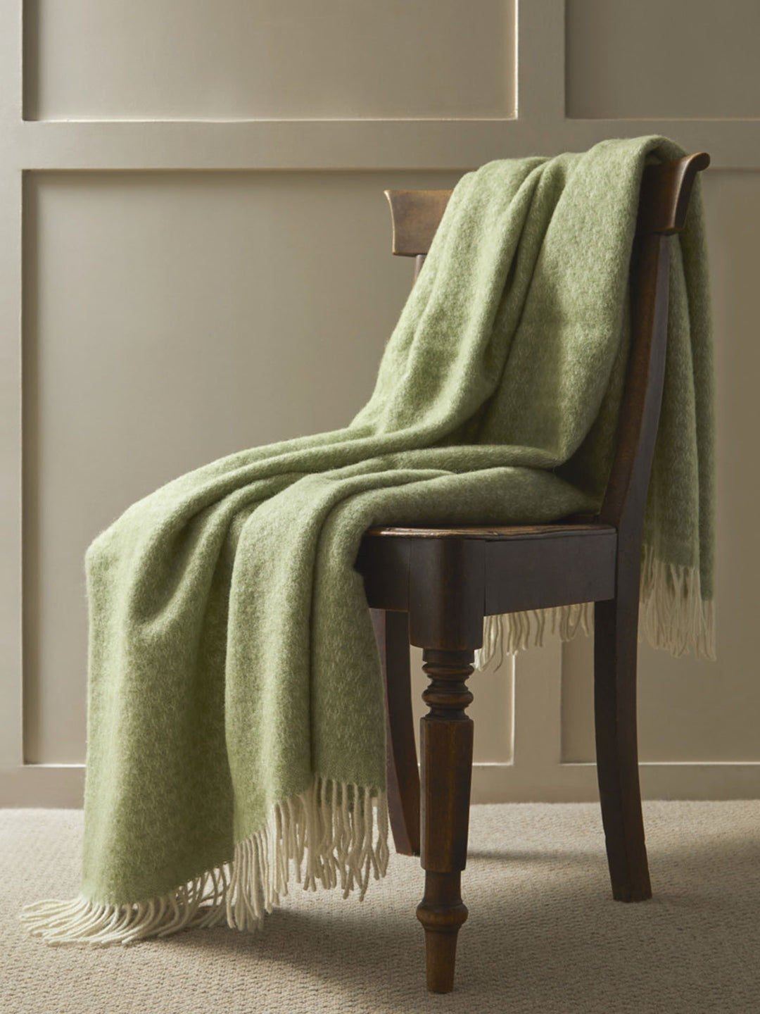Isobel Crescent Pure New Wool Throw - Fern – Wool Blanket Online