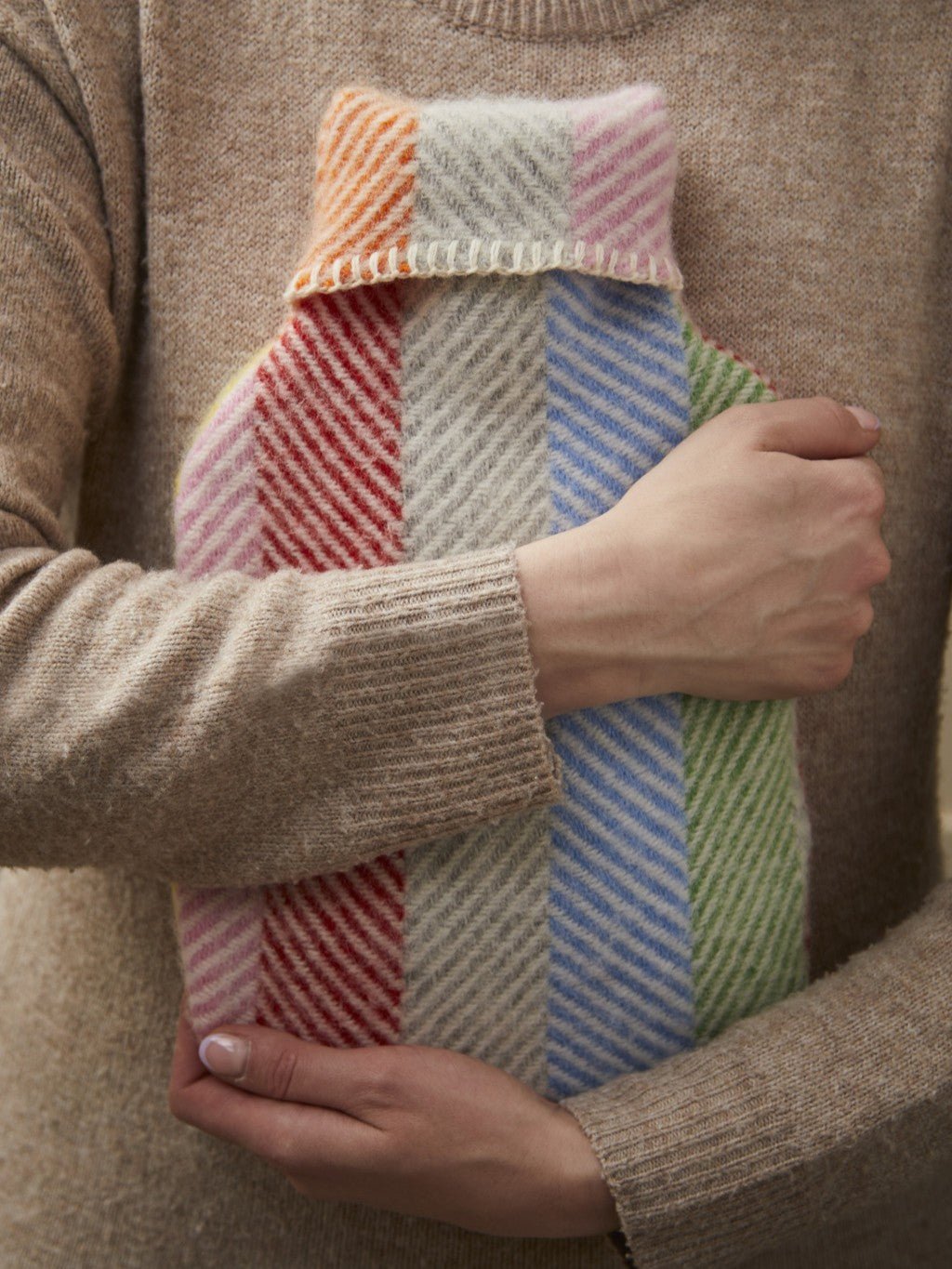 Rainbow Grey Pure New Wool Throw & Hot Water Bottle – Wool Blanket Online