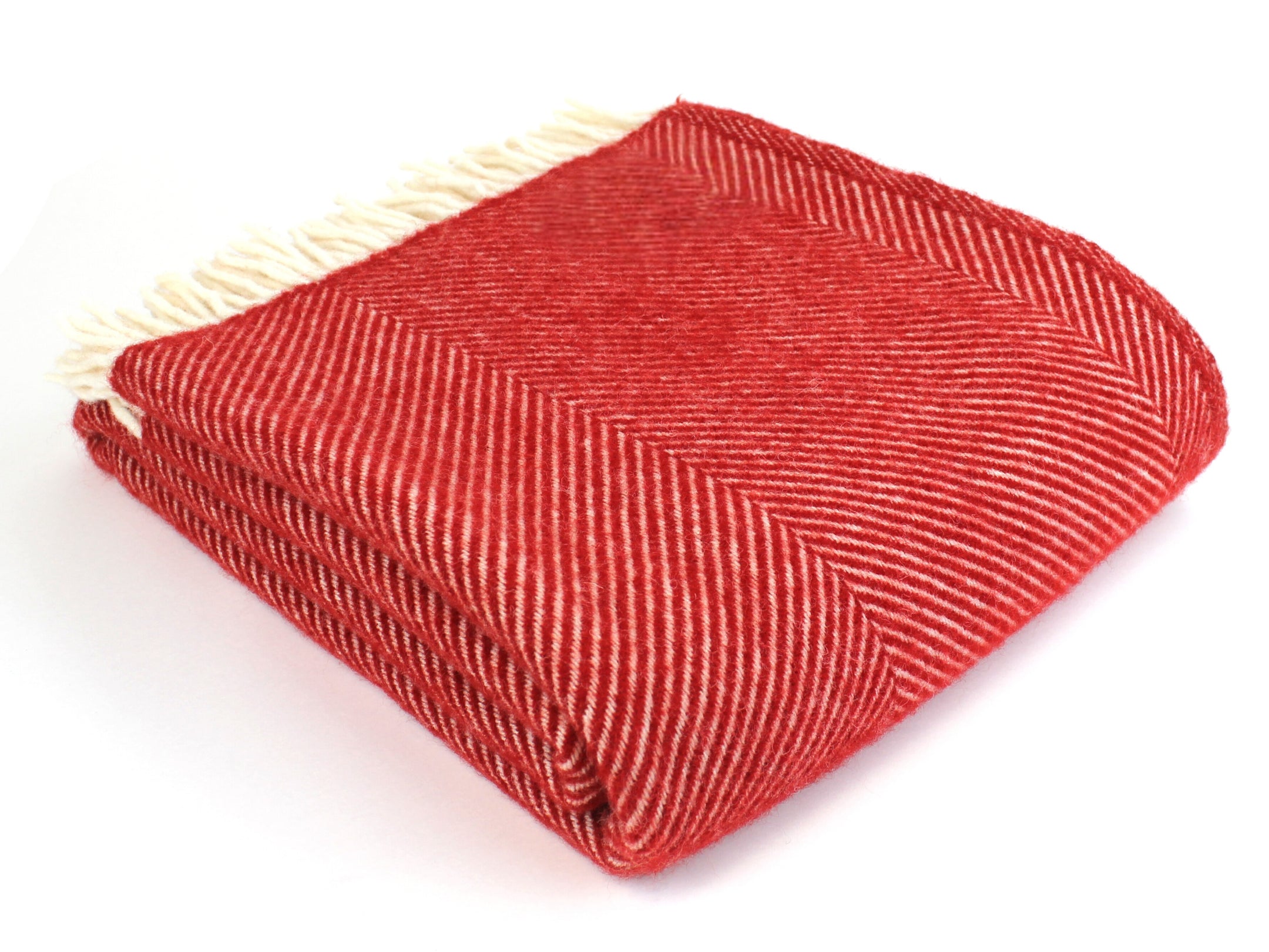 Wide Herringbone Pure New Wool Throw - Red – Wool Blanket Online