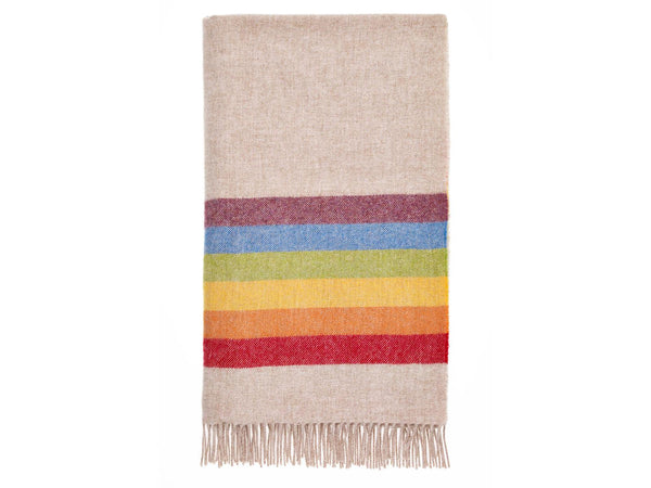 Rainbow Pure New Wool Shetland Throw - Beige/Multi – Wool Blanket Online