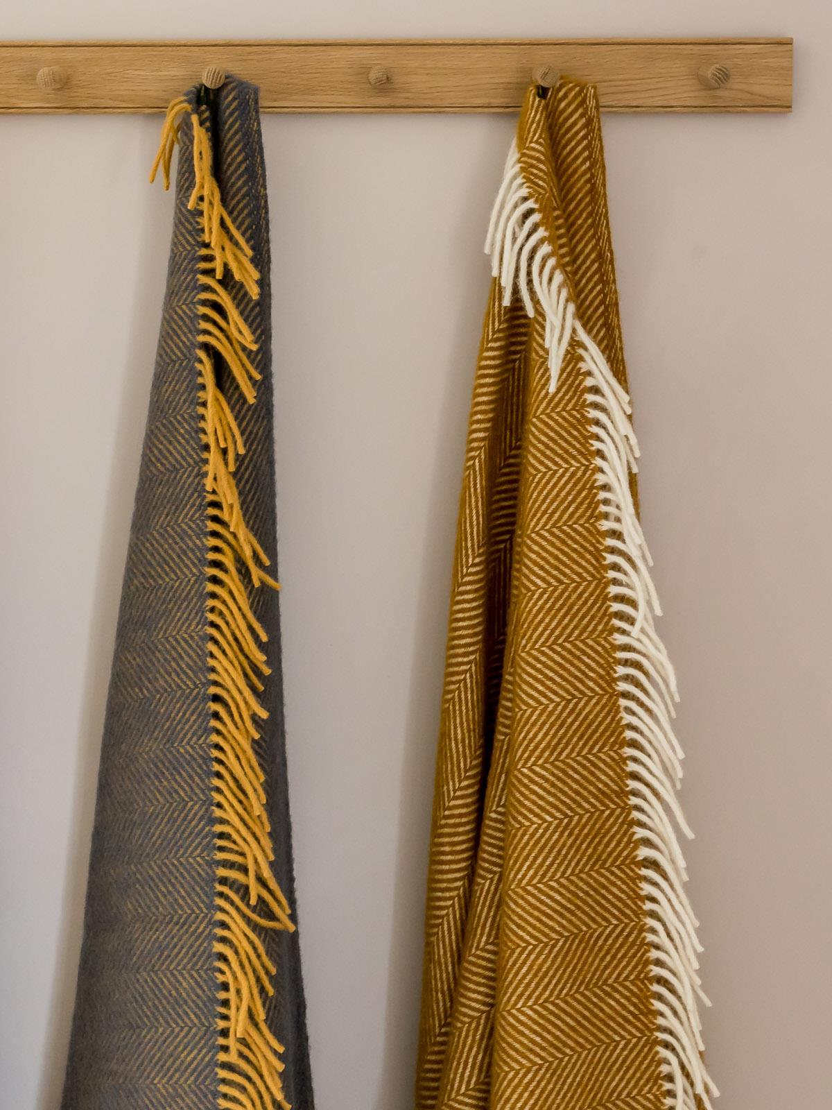 Herringbone Pure New Wool Throw - Mustard – Wool Blanket Online